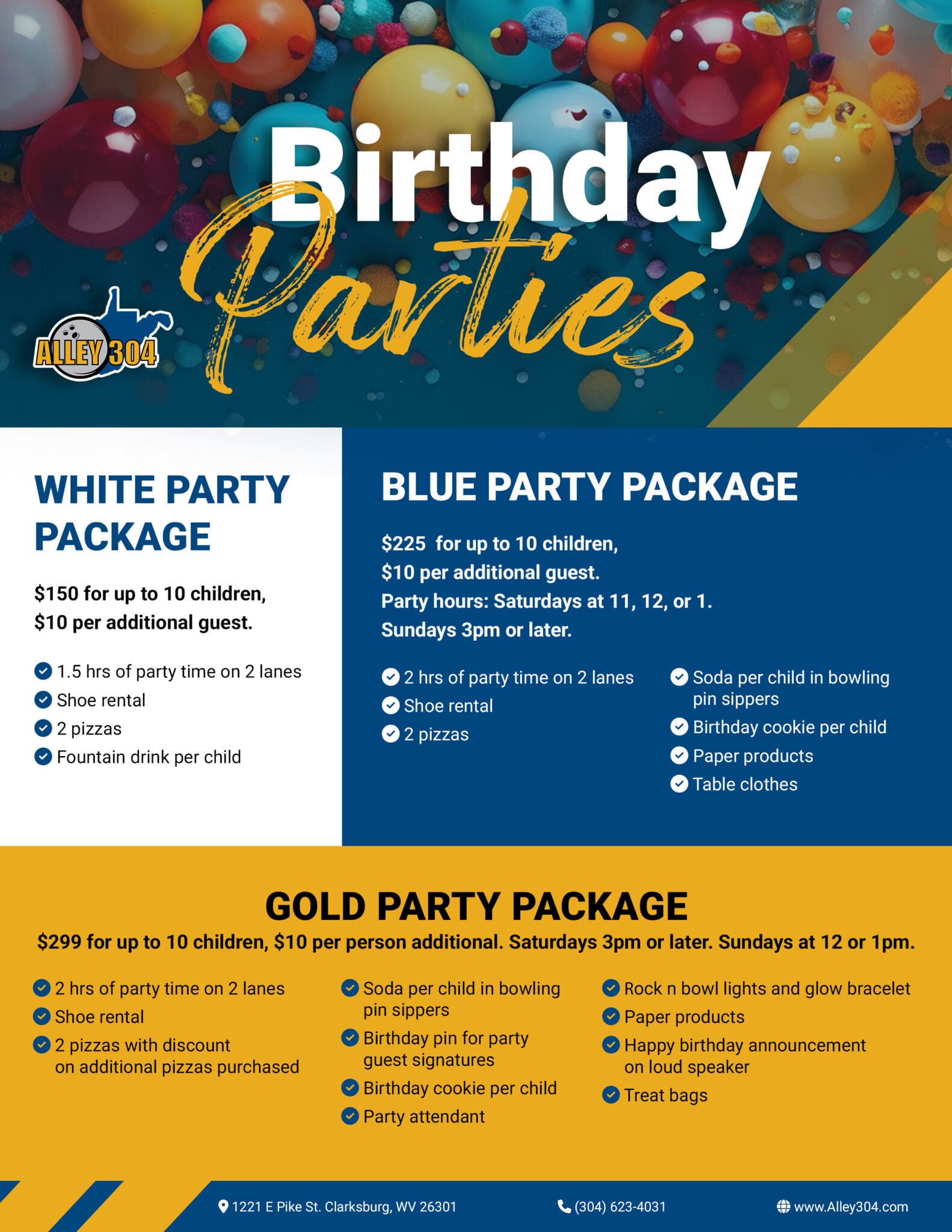 Birthday Party Ideas | Kids Parties | Packages | Alley 304 | Clarksburg, WV